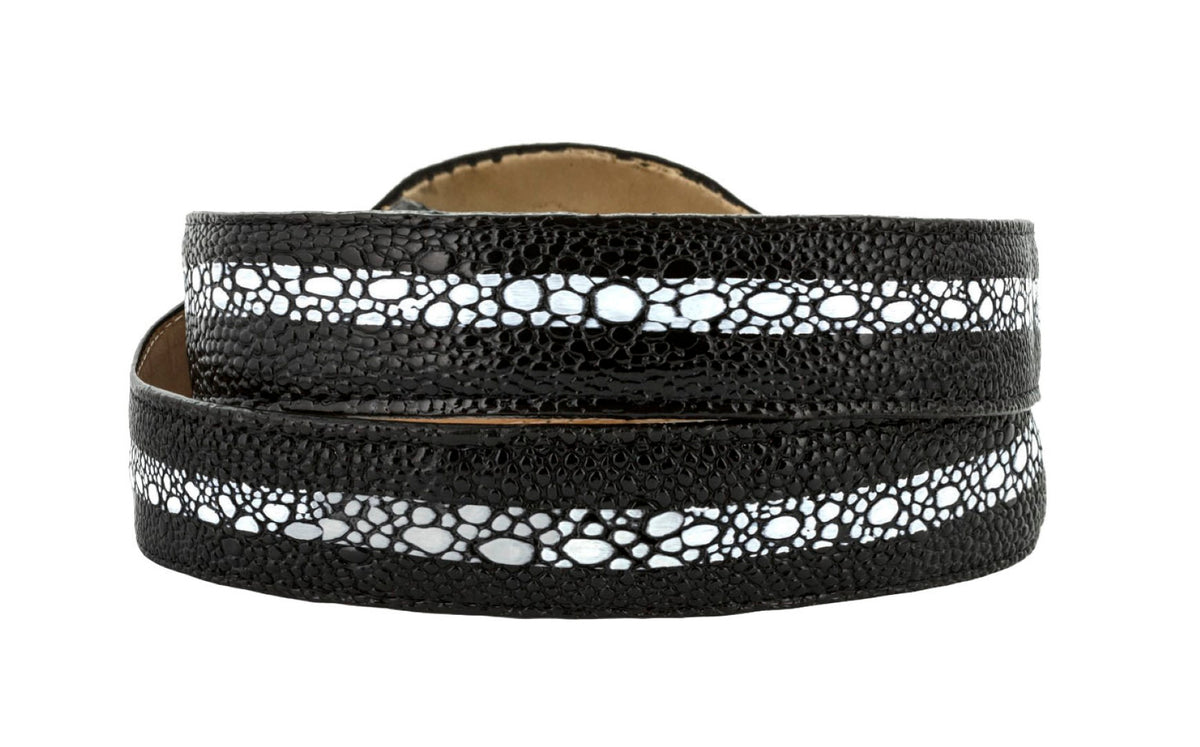 Kids Black Western Cowboy Belt Stingray Print Leather - Removable Buck ...