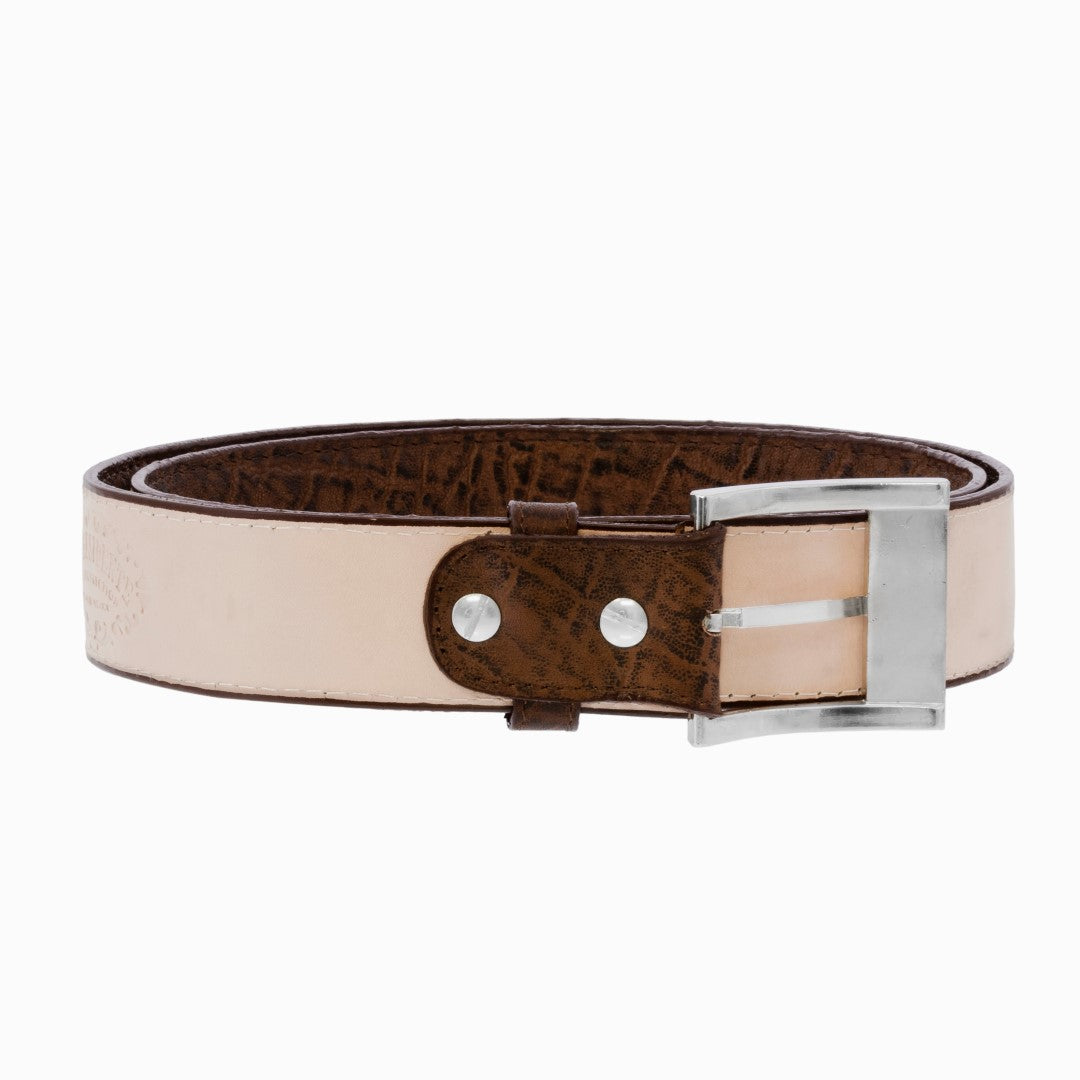 Light Brown Western Cowboy Belt Elephant Print Leather - Silver Buckle ...