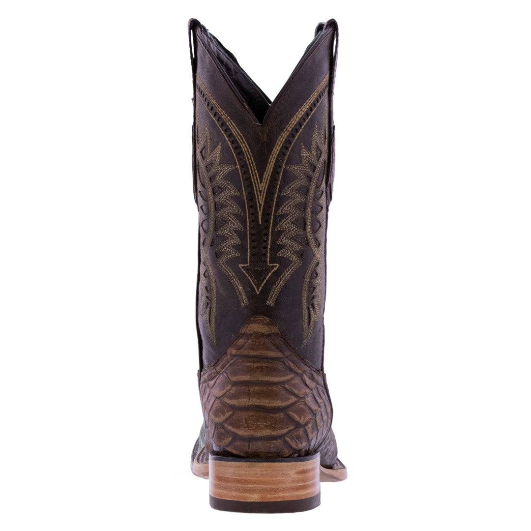 Mens Brown Western Wear Leather Cowboy Boots Snake Print Square Toe ...