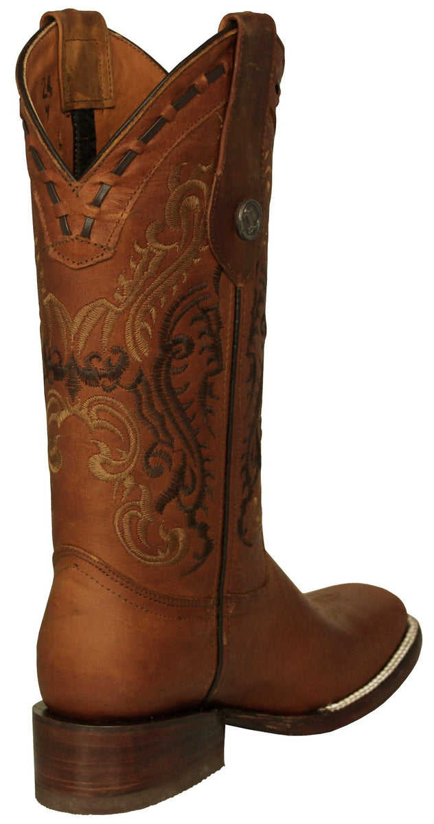 Womens Dallas Cognac Western Boots Leather - Square Toe – Cowboy Boot Pro