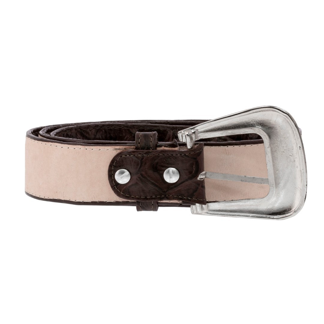 Dark Brown Western Cowboy Belt Pirarucu Fish Leather - Silver Buckle ...