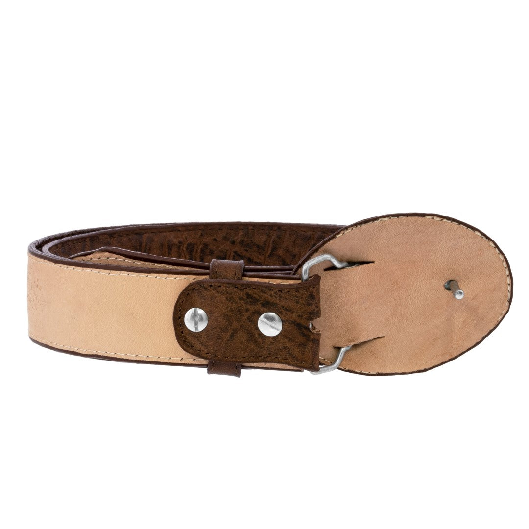 Light Brown Western Cowboy Belt Elephant Print Leather - Round Buckle ...