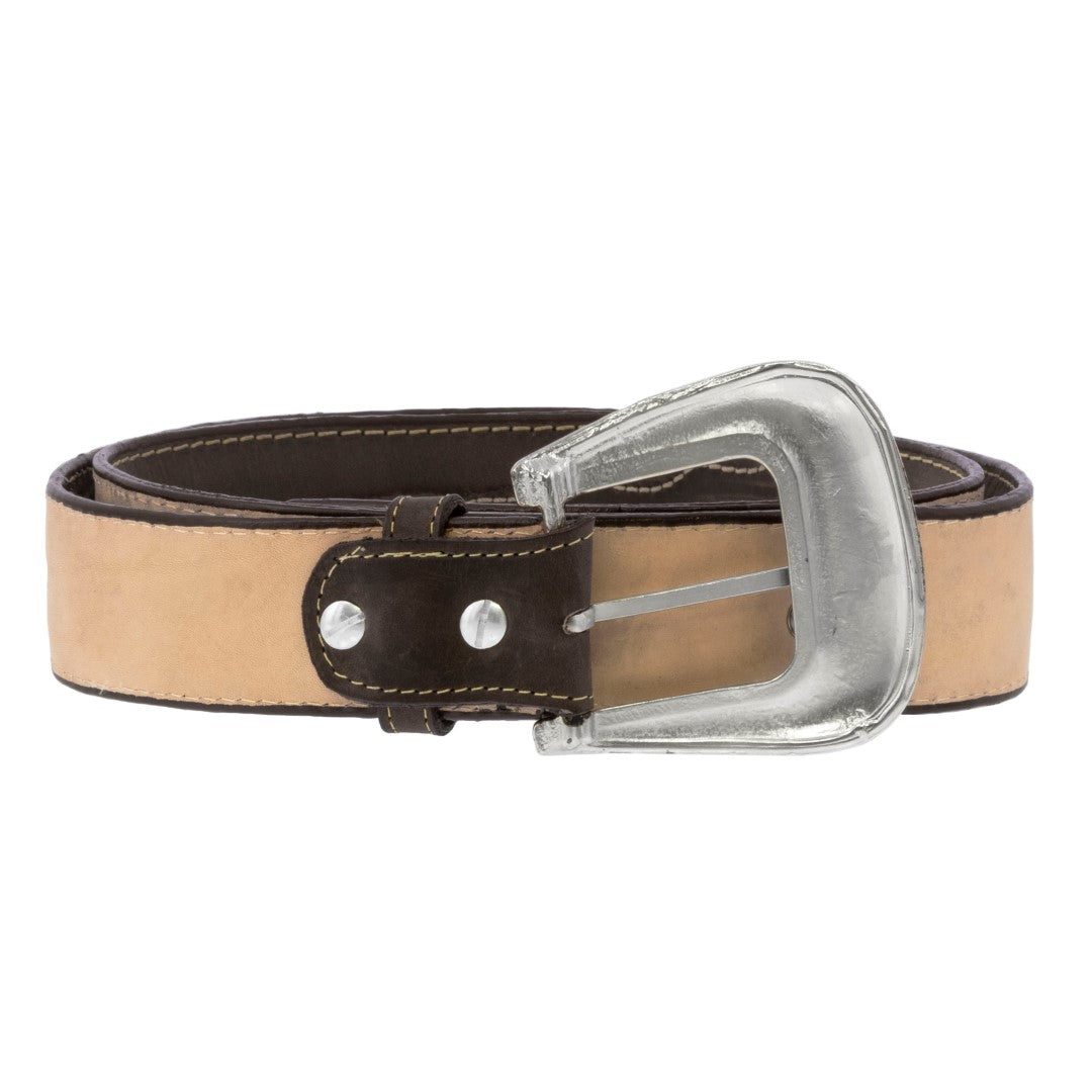 Soft Brown Western Cowboy Leather Belt Navajo Concho - Silver Buckle ...