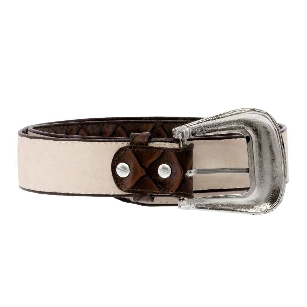 Brown Western Cowboy Belt Pirarucu Fish Leather - Silver Buckle ...